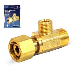 Plumb Tech Inline Tee Stop Valve – 3/8" F Comp x 3/8" M x 1/4" M Outlet