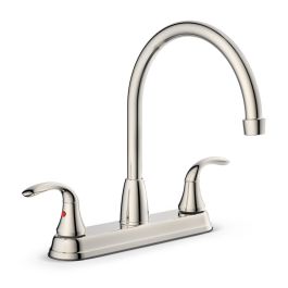 Plumb Tech 2 Lever Handle Kitchen Faucet with Gooseneck - Fits 8 ...
