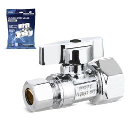Plumb Tech Straight 1/4 Turn Stop Valve – 1/2" FPT x 3/8" OD Comp